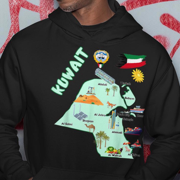 Kuwait Map Tourist Attractions Cities Flag Hoodie - Monsterry