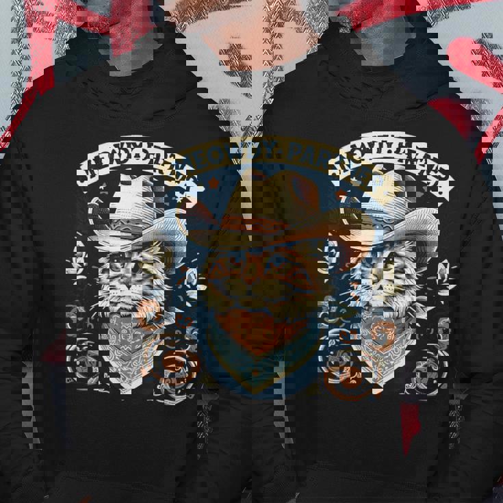 Meowdy Partner Cat Cowboy Hat Howdy Country Western Hoodie - Thegiftio UK