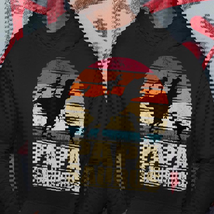Papasaurus T Rex Dinosaur Triplet Dino Daddy Papa Saurus Hoodie - Monsterry