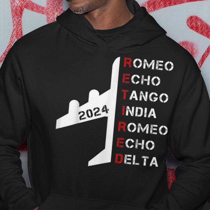 Retired Pilot 2024 Phonetic Alphabet Retirement Hoodie - Monsterry