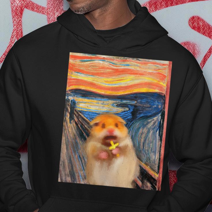 Scared Hamster Meme Holding Sacred Cross The Scream Painting Hoodie ...