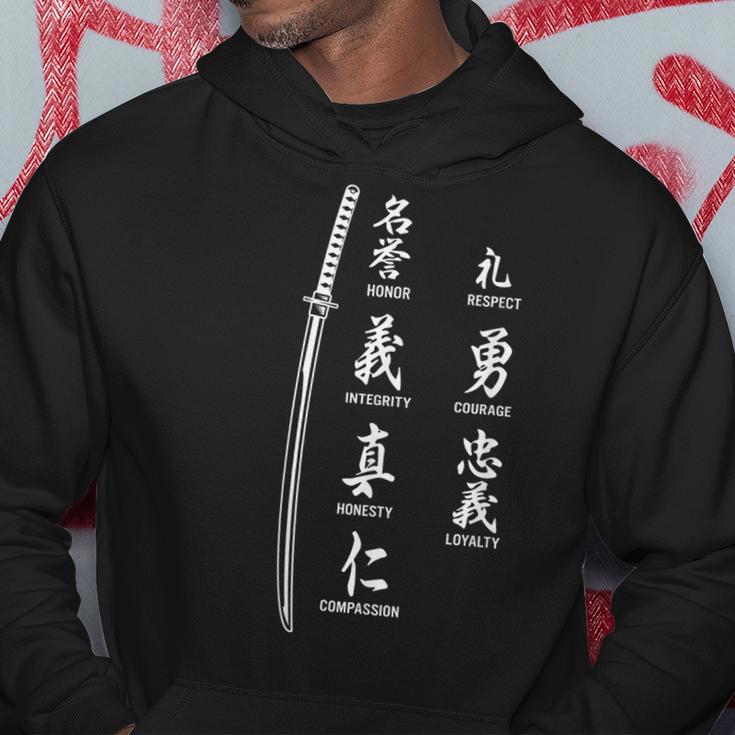 Vintage Japanese Letter Samurai Katana Sword Warrior Hoodie - Monsterry