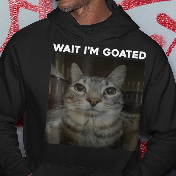 Wait I'm Goated Cat Humor Meme Hoodie | Mazezy