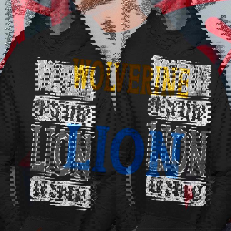 Wolverine On Saturday Lion On Sunday Detroit Hoodie | Mazezy