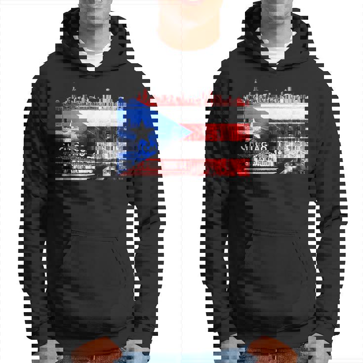 Chicago Boricua Chi-Town Windy City Rican Puerto Rico Flag Hoodie ...