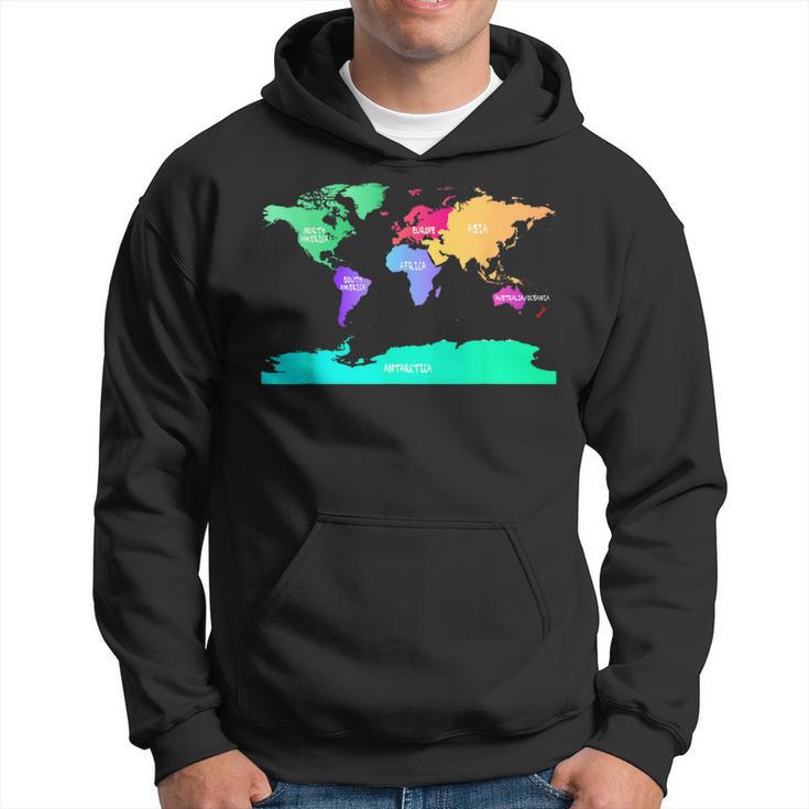 Map Of The World Names Of All Seven Continents Hoodie - Monsterry