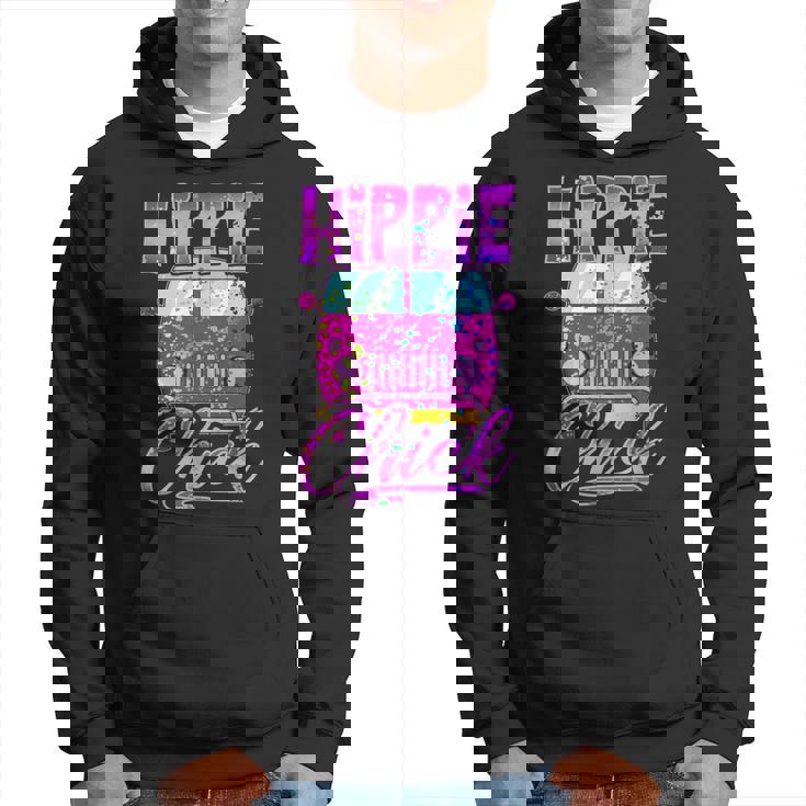 Paint Splatter Hippie Chick Retro Van Pink Love Hippy Hoodie - Monsterry