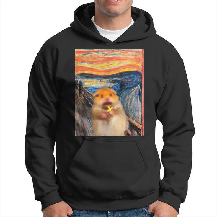 Scared Hamster Meme Holding Sacred Cross The Scream Painting Hoodie ...