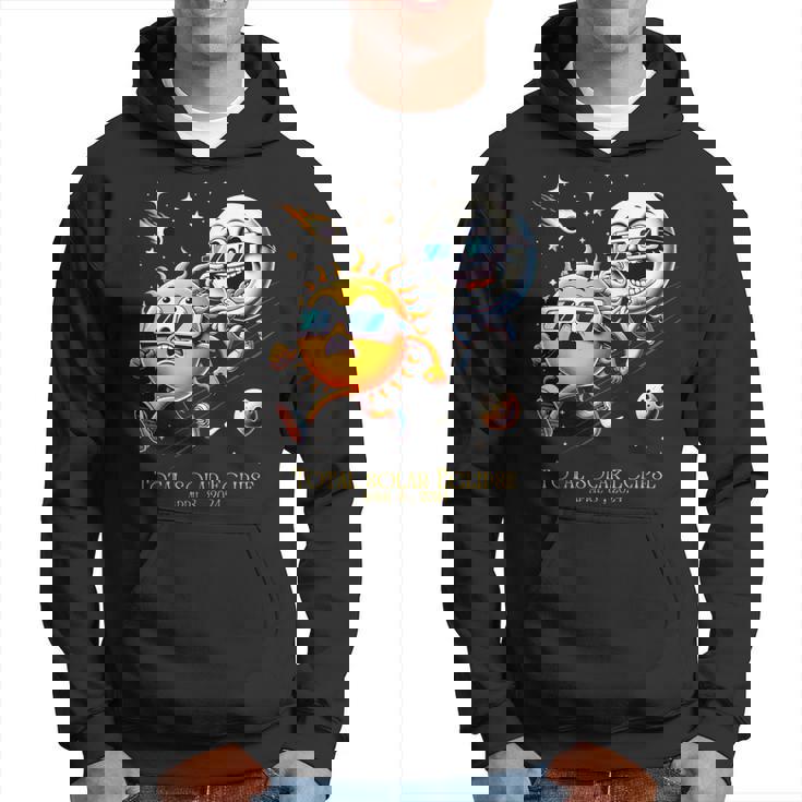 Total Solar Eclipse 8-4-2024 Sun Flees Moon Eclipse Chase Hoodie | Mazezy