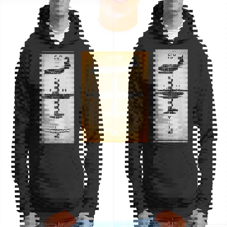 Vintage Ww2 Style Identification Poster C-130 Hercules Hoodie - Monsterry