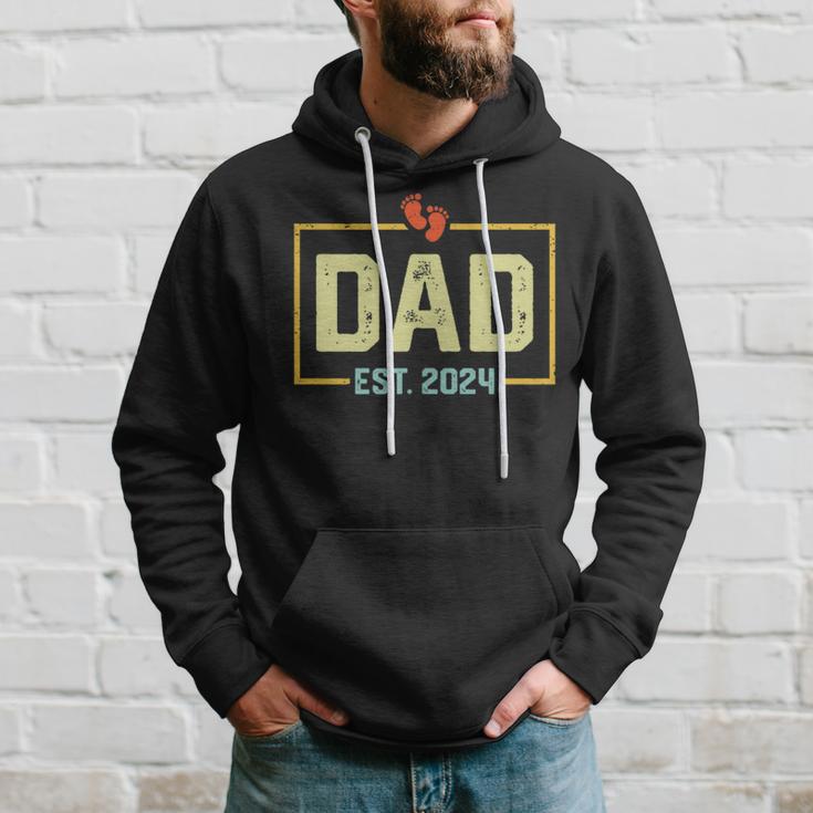 Dad Est 2024 Dad 2024 Logo New Dad Fathers Day Hoodie | Mazezy