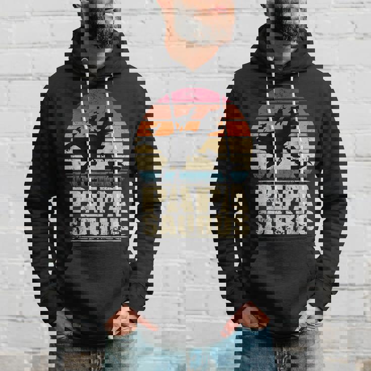 Papasaurus T Rex Dinosaur Triplet Dino Daddy Papa Saurus Hoodie - Monsterry