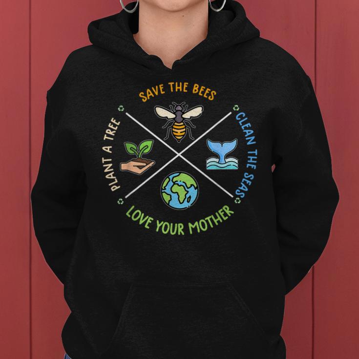 Vintage Earth Day Save Bees Plant More Trees Environment Women Hoodie ...