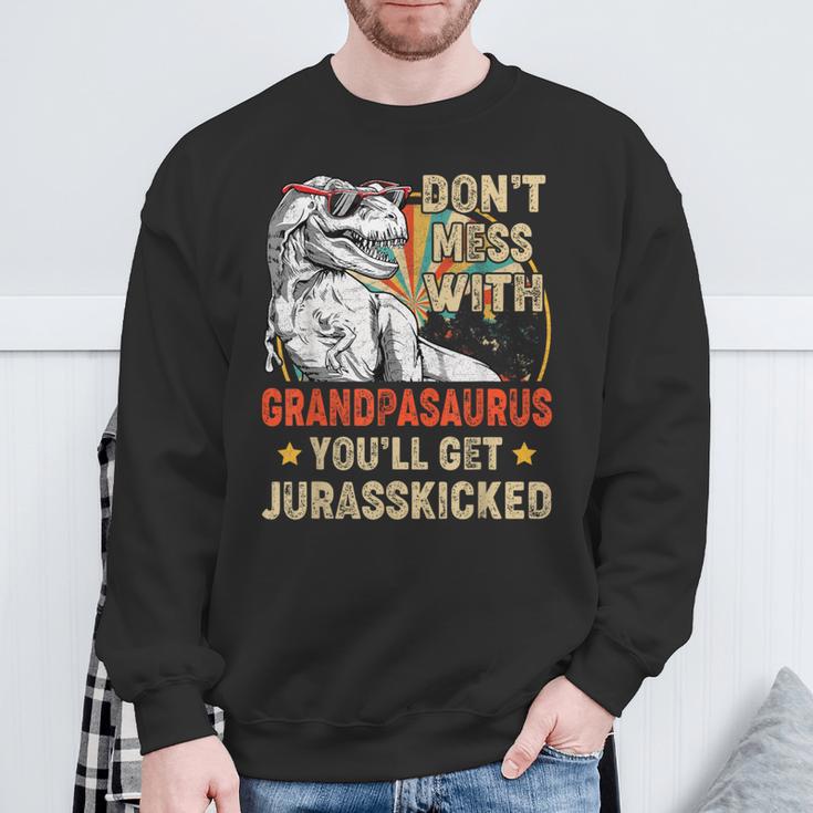 Retro Grandpa Rex Saurus Father's Day Christmas Dinosaurs Sweatshirt ...