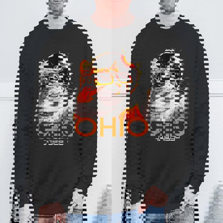 Total Solar Eclipse Ohio 2024 April 8 Cat Sweatshirt | Mazezy