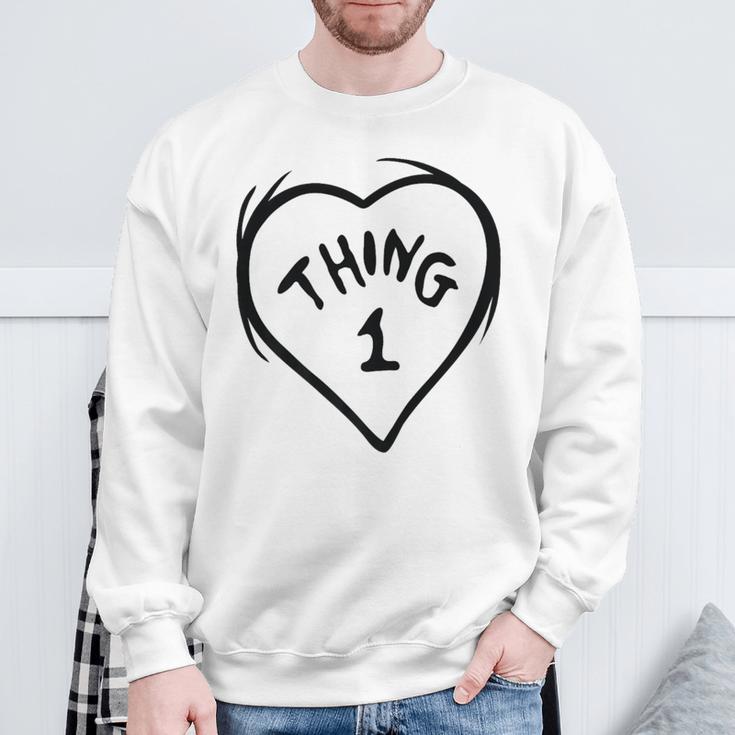 Thing 1 Heart Sweatshirt - Seseable