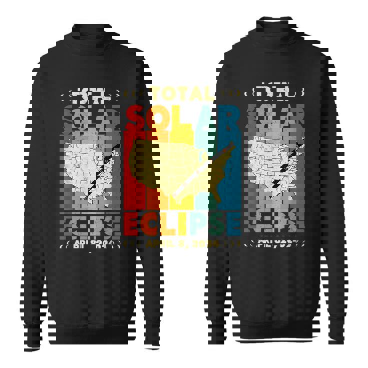 2024 Total Solar Eclipse April 8 Path Of Totality Usa Map Sweatshirt - Seseable