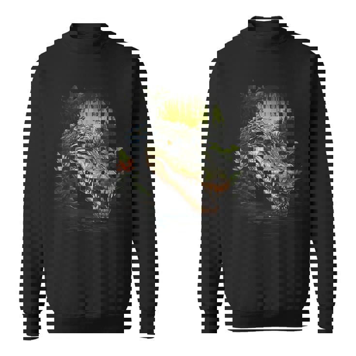 Crocodile Alligator Animal Illustration Sweatshirt | Mazezy