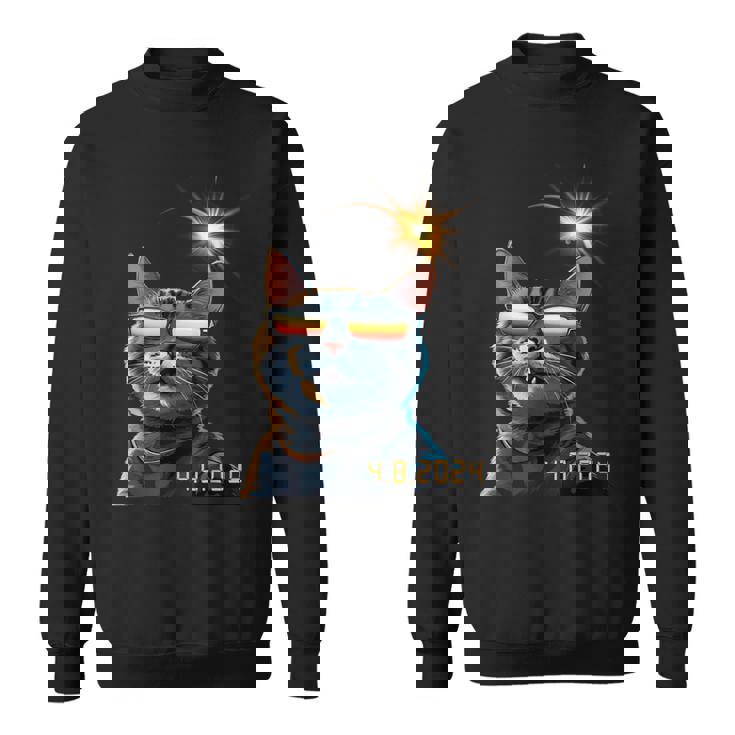 Solar 2024 Eclipse Cat Wearing Eclipse Glasses Sweatshirt | Mazezy