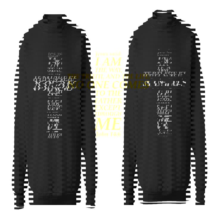 Jesus Way Truth Life Cross Bible Verse Font John 146 T-Shirt - Seseable