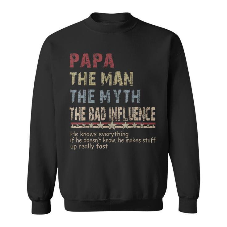 Papa The Man The Myth The Bad Influence Fathers Day Men's T-shirt Back ...
