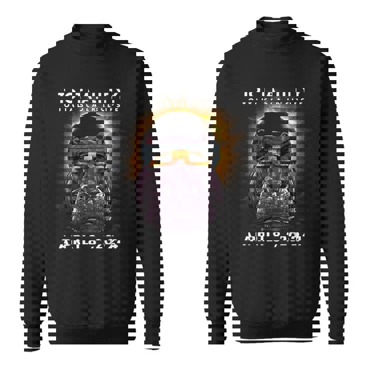 Solar Eclipse 2024 Hippo Wearing Eclipse Glasses Sweatshirt | Mazezy