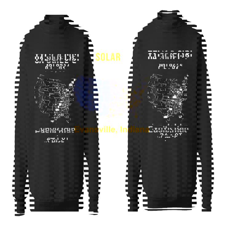 Total Solar Eclipse Map Of The Usa 2024 Indiana Usa Sweatshirt - Seseable