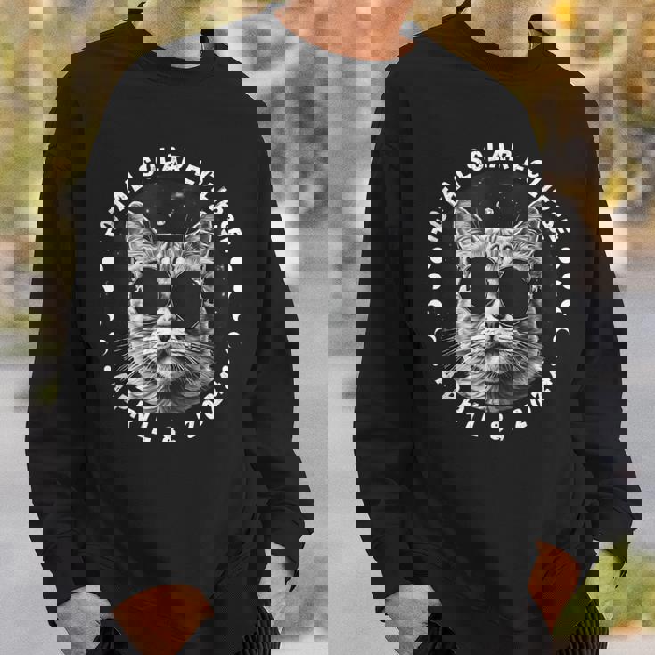 2024 Solar Eclipse Cat Wearing Solar Eclipse Glasses Sweatshirt - Seseable