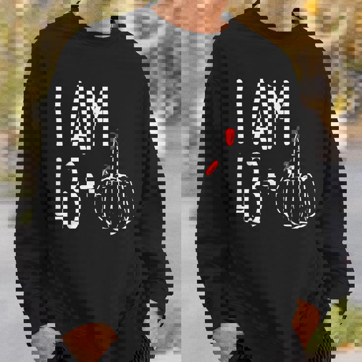 I Am 43 Plus 1 Middle Finger 44Th Women's Birthday Sweatshirt | Mazezy