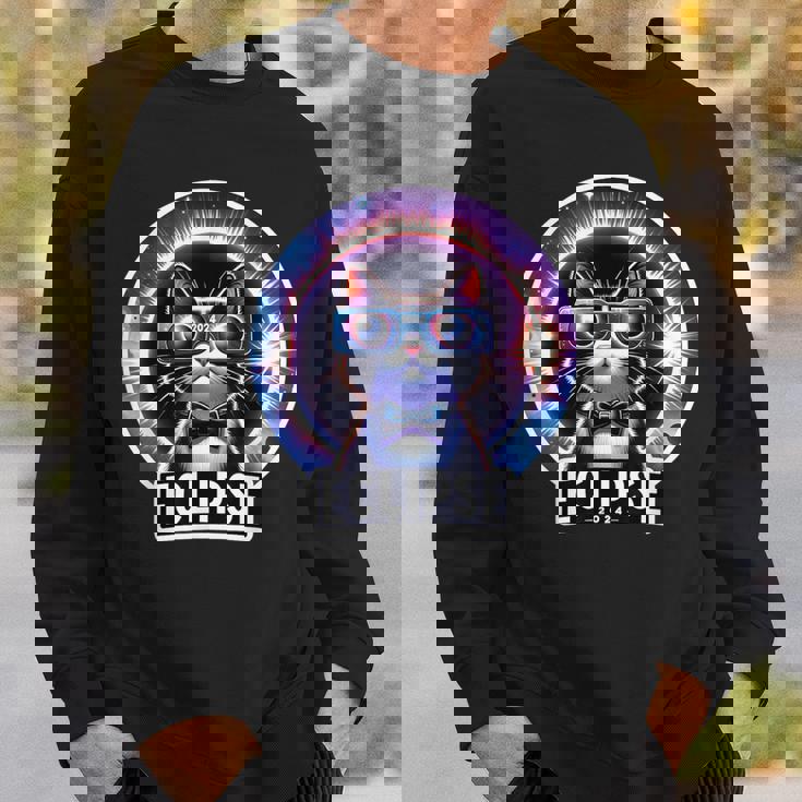 April 2024 Solar Eclipse Cat Wearing Solar Eclipse Glasses Sweatshirt ...