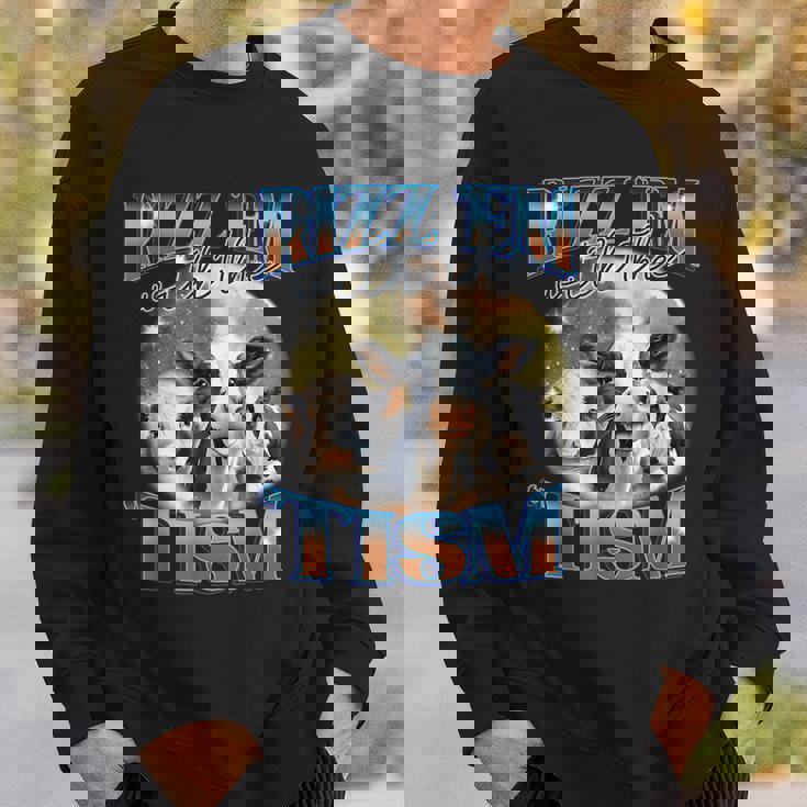 Autism Rizz Em With The Tism Cow Meme Autistic Cow Sweatshirt | Mazezy