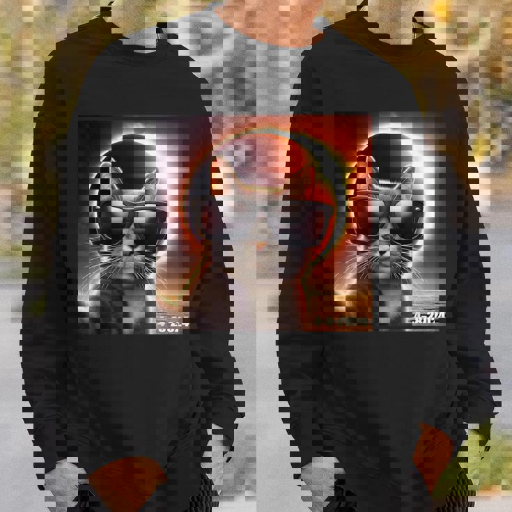 Cat Selfie With Solar Eclipse 2024 Wearing Eclipse Glasses Sweatshirt | Seseable UK