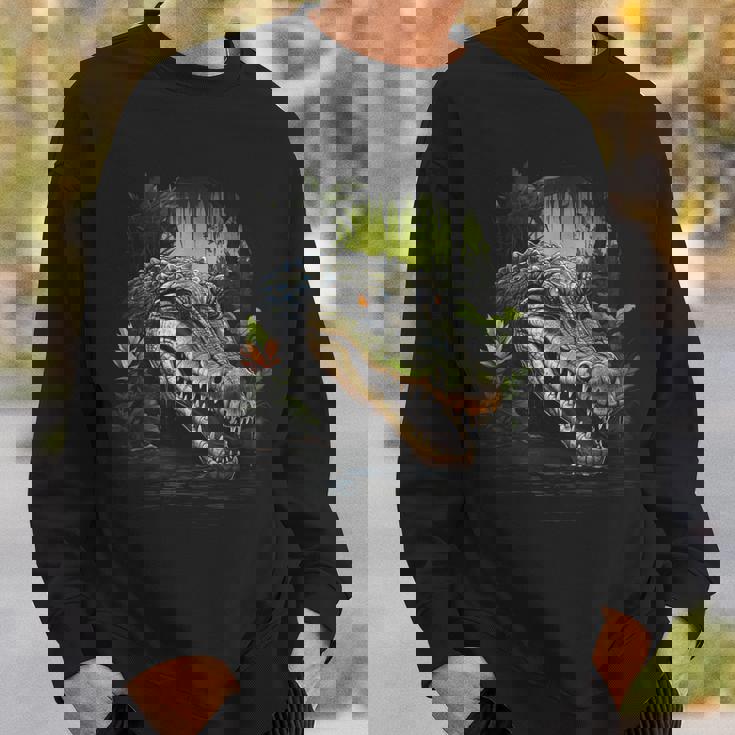 Crocodile Alligator Animal Illustration Sweatshirt | Mazezy