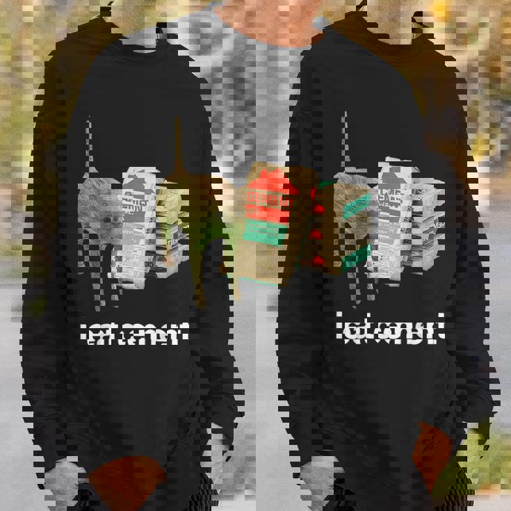 I Eat Cement Cursed Cat Meme Ironic Unhinged Sweatshirt | Mazezy