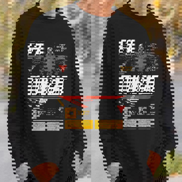 F-14 Tomcat Naval Fighter Jet Diagram Graphic Sweatshirt - Seseable