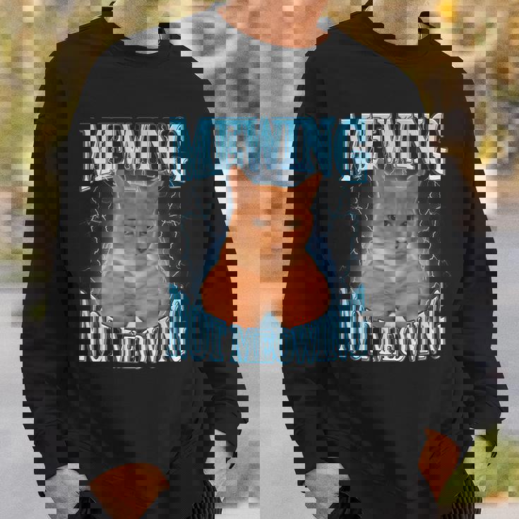 Cat Meme With Mewing Not Meowing Sweatshirt - Seseable