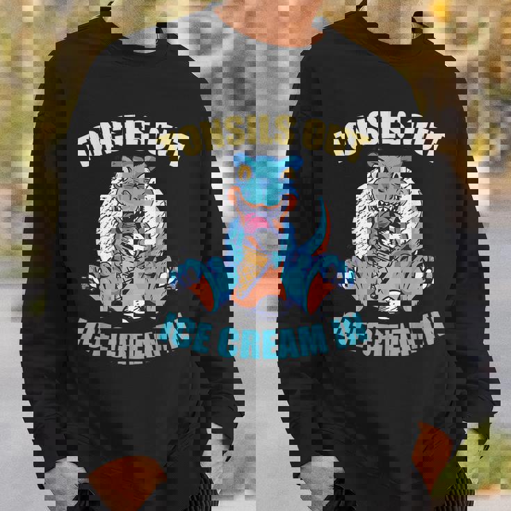 Kid's T-Rex Tonsils Out Ice Cream In Tonsillectomy Sweatshirt - Monsterry