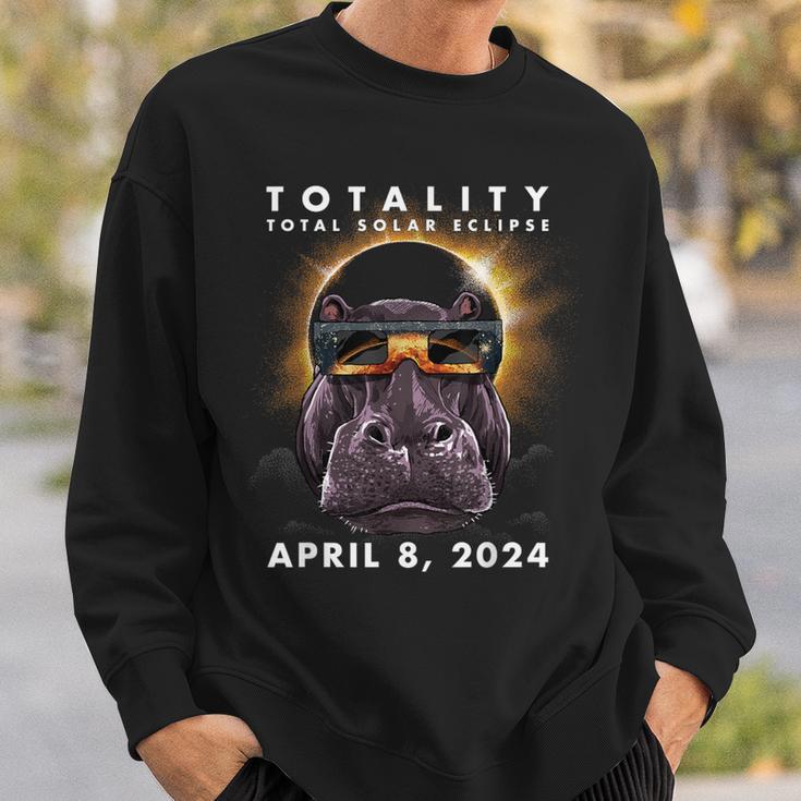 Solar Eclipse 2024 Hippo Wearing Eclipse Glasses Sweatshirt | Mazezy