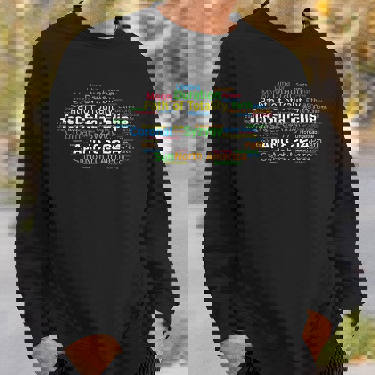 Total Solar Eclipse 2024 Word Cloud Vocabulary Words Sweatshirt | Mazezy
