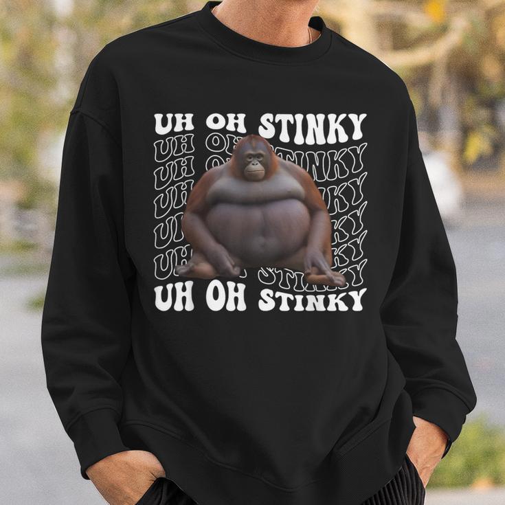 Uh Oh Stinky Poop Meme Monkey Orangutan Le Monke Meme Sweatshirt - Seseable