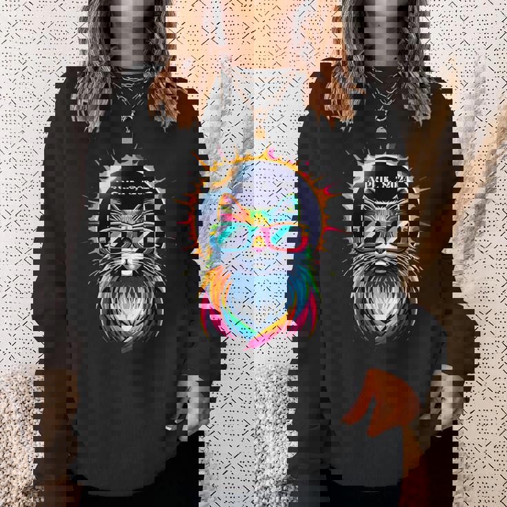 2024 Solar Eclipse Fantasy Cat Wearing Solar Eclipse Glasses Sweatshirt ...