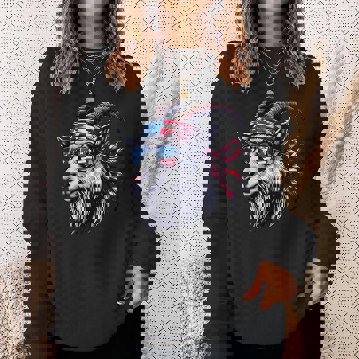 Goat American Usa Flag Sunglasses 4Th Of July Goat Sweatshirt | Mazezy