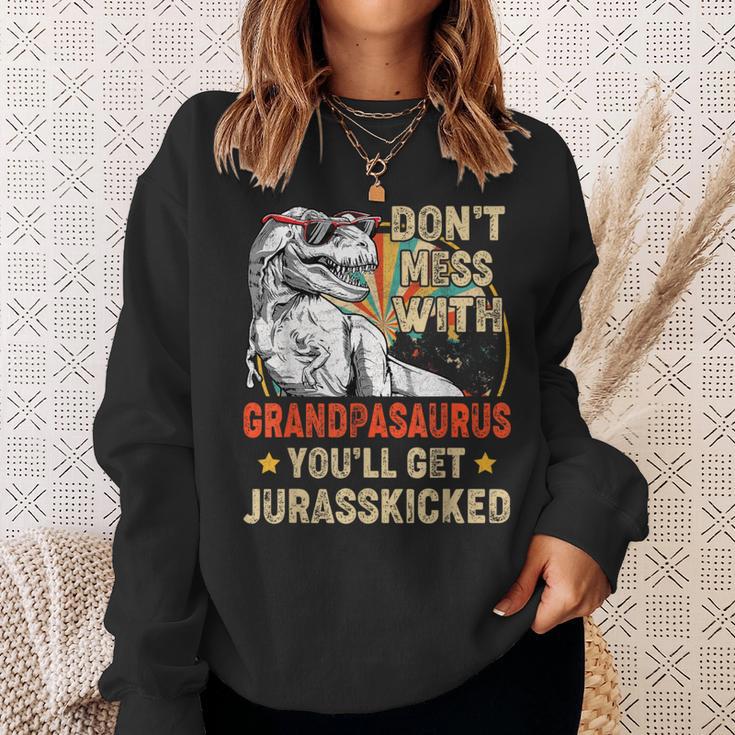 Retro Grandpa Rex Saurus Father's Day Christmas Dinosaurs Sweatshirt ...