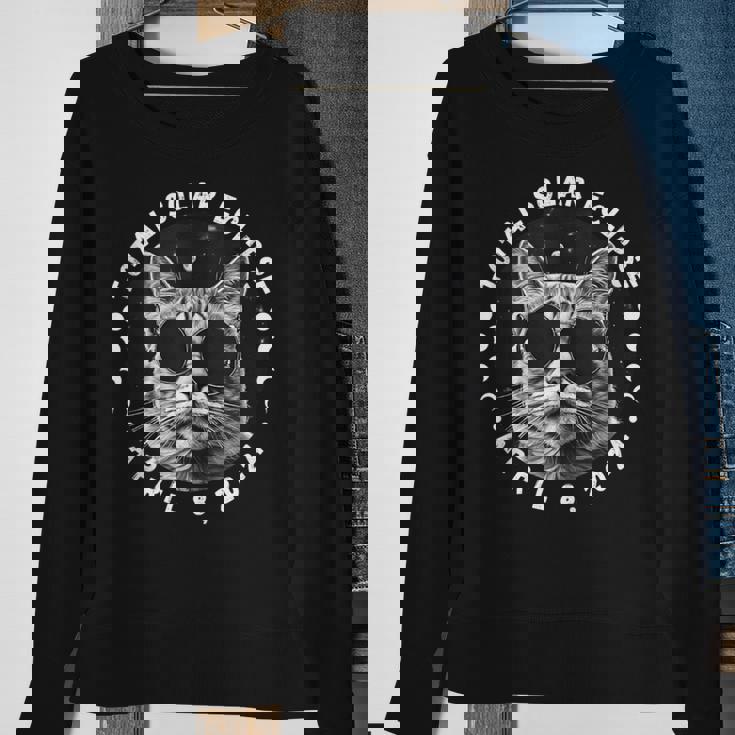 2024 Solar Eclipse Cat Wearing Solar Eclipse Glasses Sweatshirt - Seseable