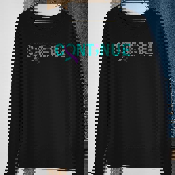 Continue Semicolon Suicide Prevention Awareness Sweatshirt - Monsterry