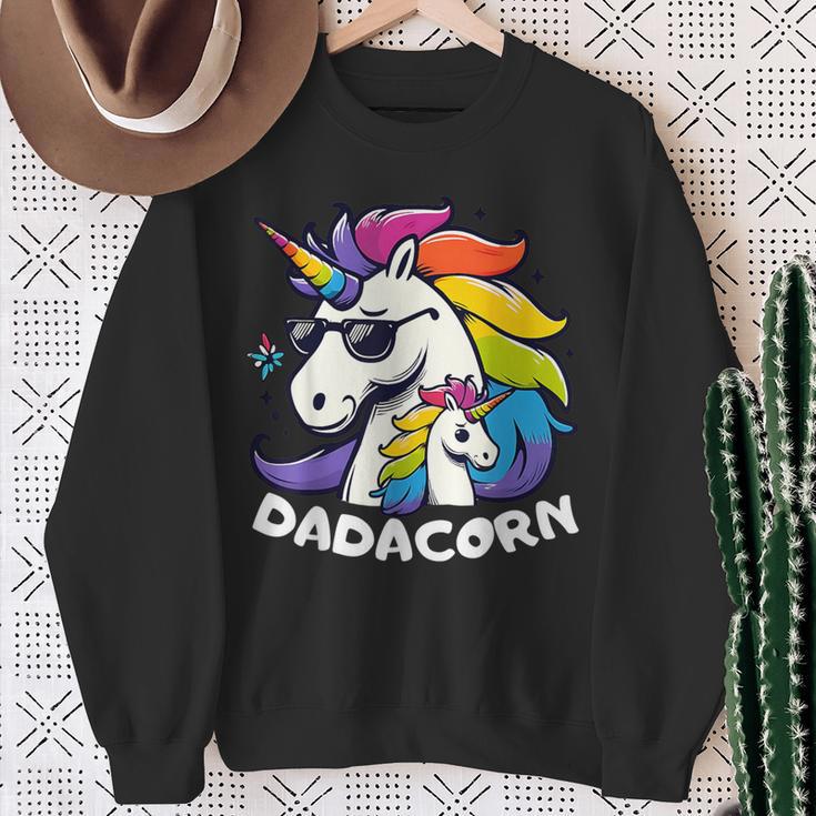 Dadacorn Unicorn Dad And Baby Unicorn Papa Father's Day Sweatshirt ...