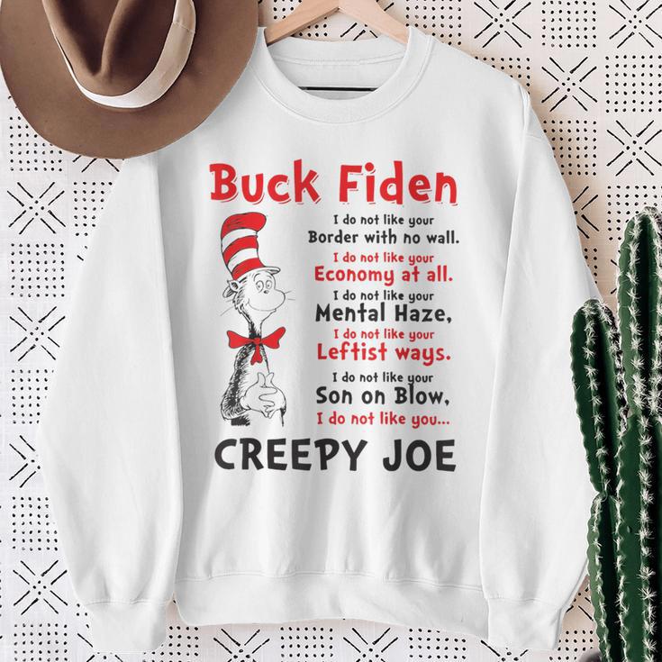 Buck Fiden Creepy Joe Us Flag Anti Biden Sweatshirt | Mazezy