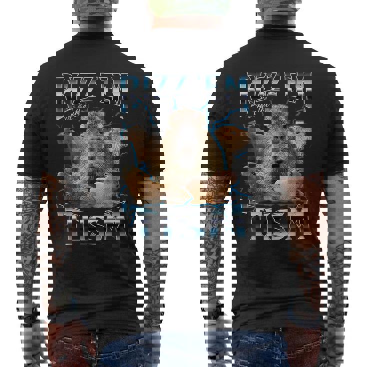 Autism Rizz Em With The Tism Meme Autistic Capybara Men's T-shirt Back ...