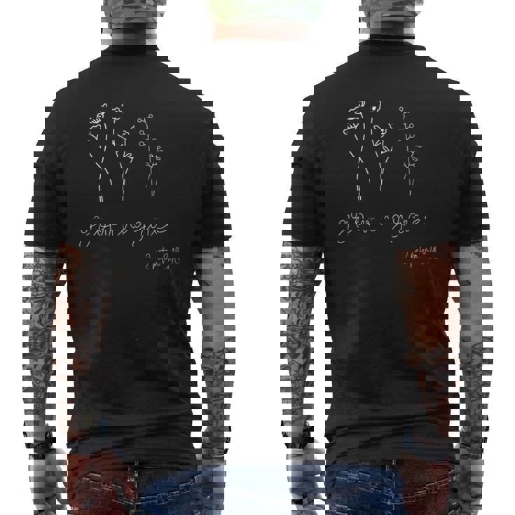 Bible Verse 2-Peter-318 Grow In Grace Plant Men's T-shirt Back Print ...