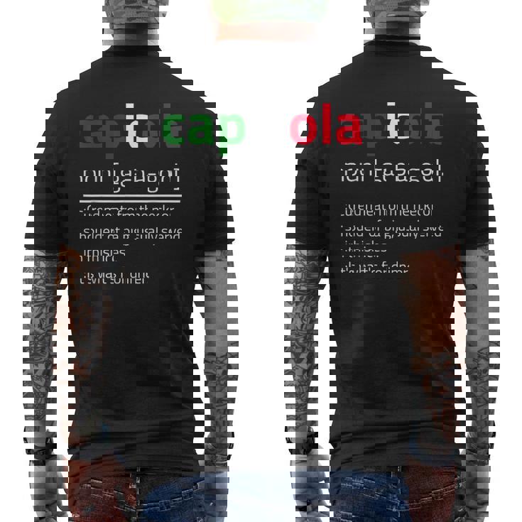 Capicola Gabagool Italian Flag Sarcasm Description Men's T-shirt Back ...